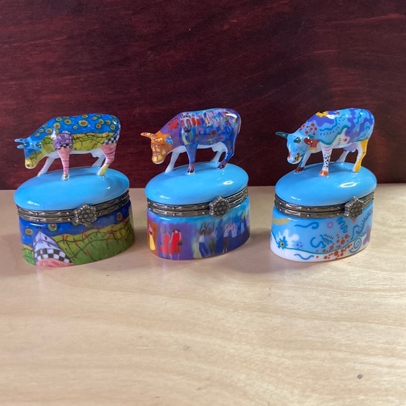 Accents | Vtg Nib 203 Trio Cow Parade Hinged Trinket Boxes | Poshmark